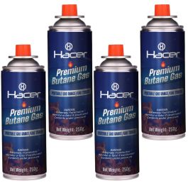 Hacer Butane Gas Canister - 250G, Portable For Camping, Pack Of 4